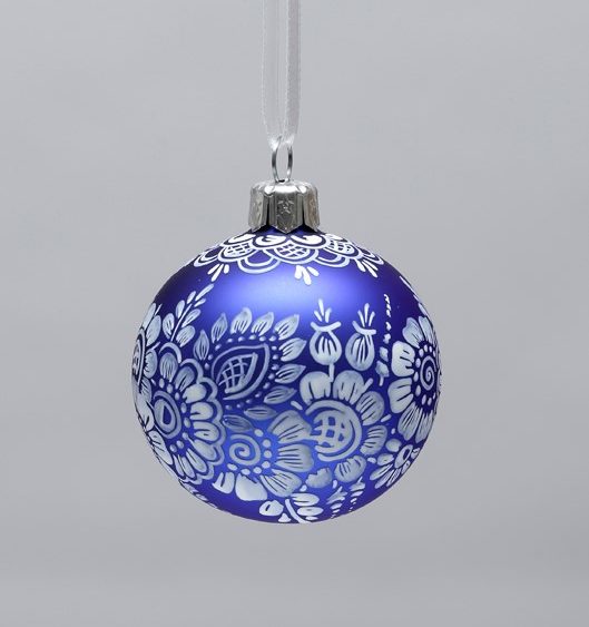 Navy blue bauble in the Opole pattern – Opolskie Dziouchy